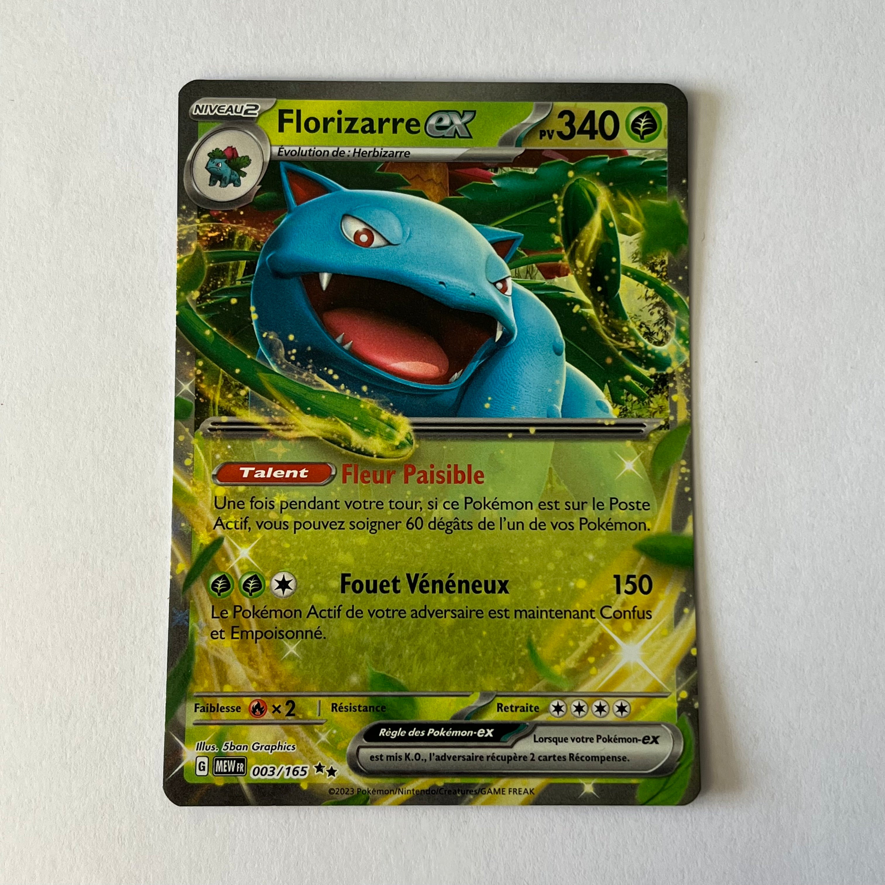 CARTES POKEMON FLORIZARRE EX 003/165 FR – 100% figurines